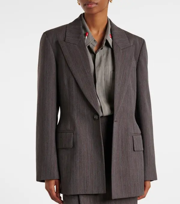 Bottega Veneta Striped Wool Blazer - Grey