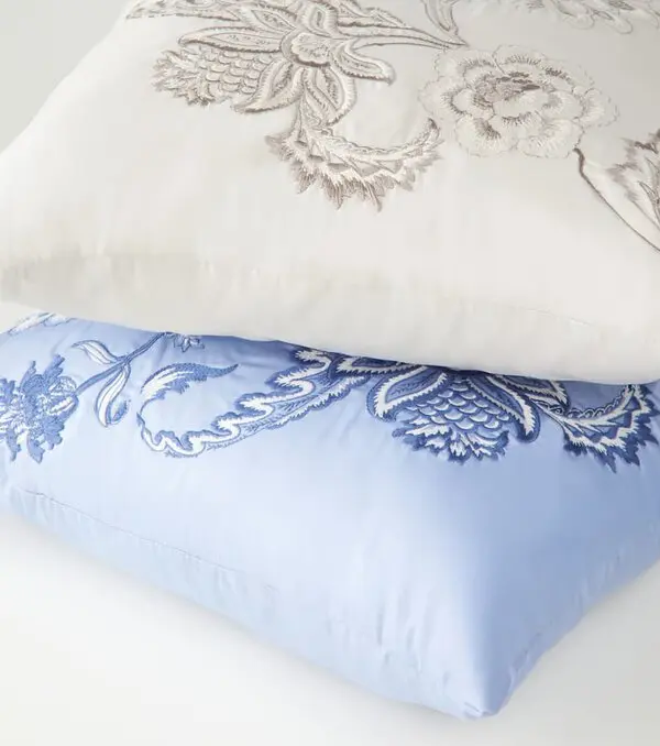 Etro Bloom Embroidered Cotton Cushion - Neutrals