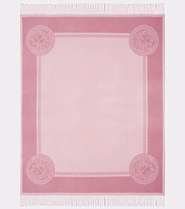 Versace Barocco Jacquard Silk And Cashmere Blanket - Pink