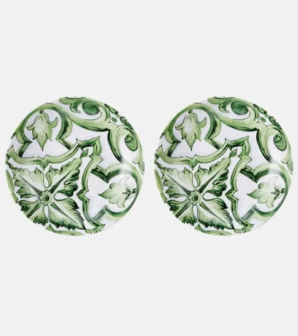 Dolce & Gabbana Majolica Set Of 2 Porcelain Soup Plates - Green