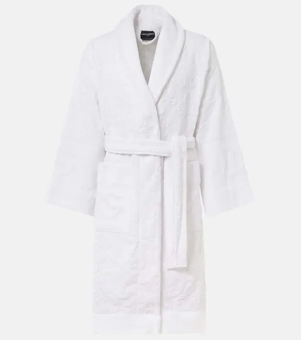 Dolce & Gabbana Dg Cotton Terry Bathrobe - White