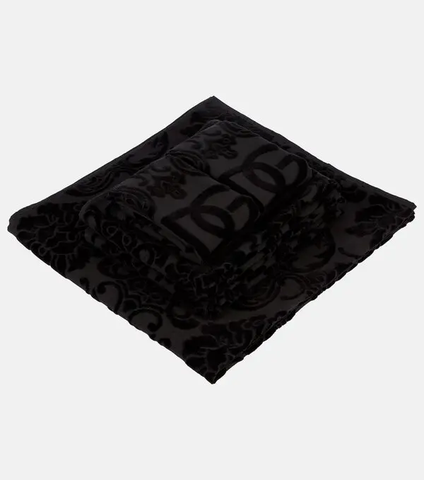 Dolce & Gabbana Set Of 5 Jacquard Cotton Terry Towels - Black