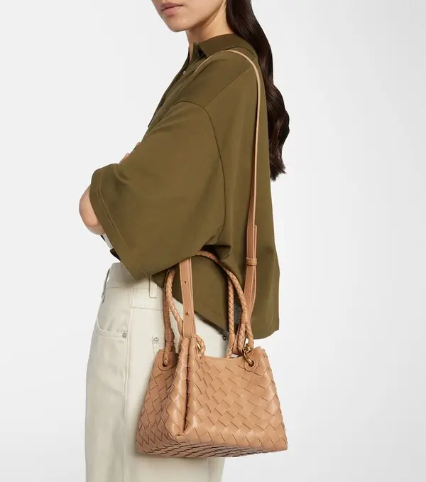 Bottega Veneta Small Intrecciato Leather Parachute Tote - Beige