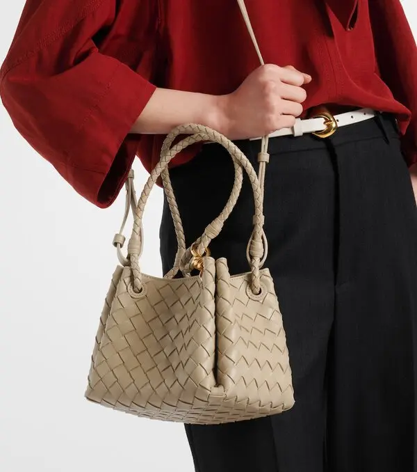 Bottega Veneta Small Intrecciato Leather Parachute Tote - Beige