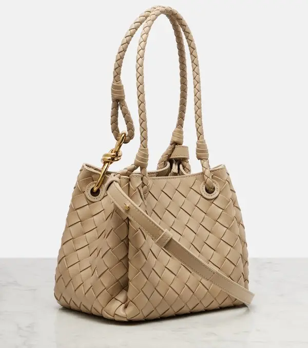 Bottega Veneta Small Intrecciato Leather Parachute Tote - Beige