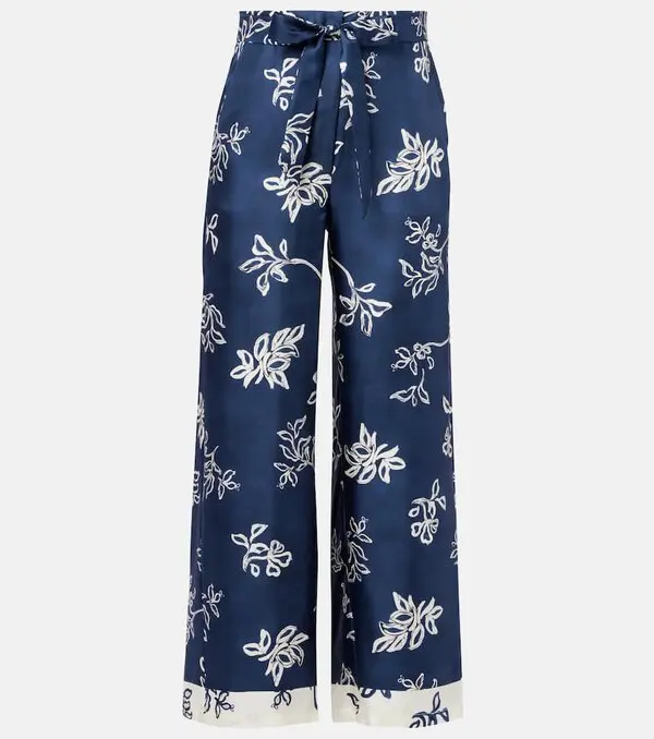 Max Mara Cinzia Wide-leg Silk Pants - Blue