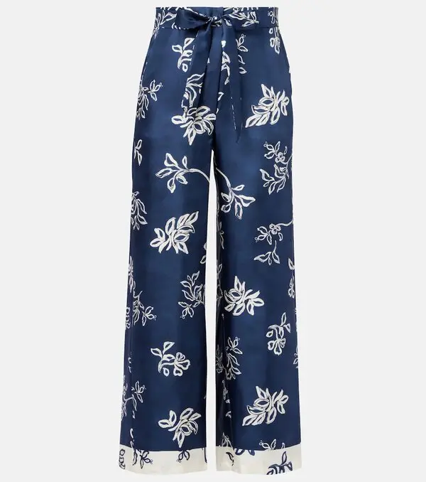 Max Mara Cinzia Wide-leg Silk Pants - Blue