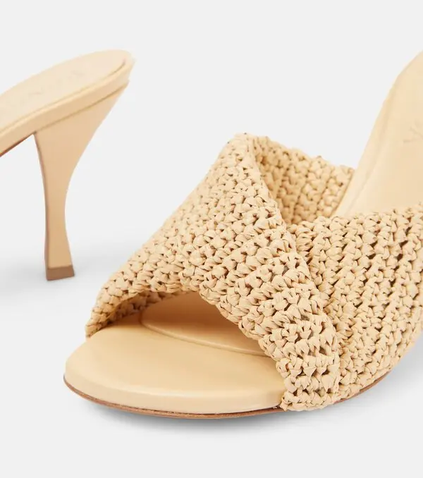 Bottega Veneta Blink 80 Crochet Raffia Mules - Beige