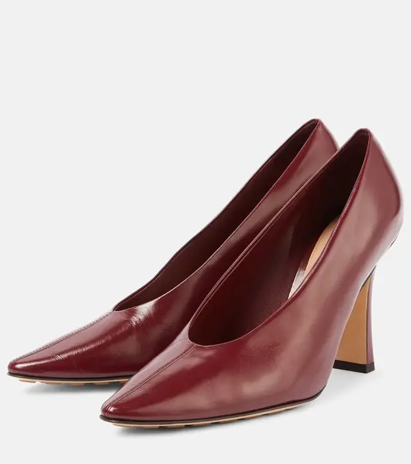 Bottega Veneta Sofia 90 Leather Pumps - Burgundy