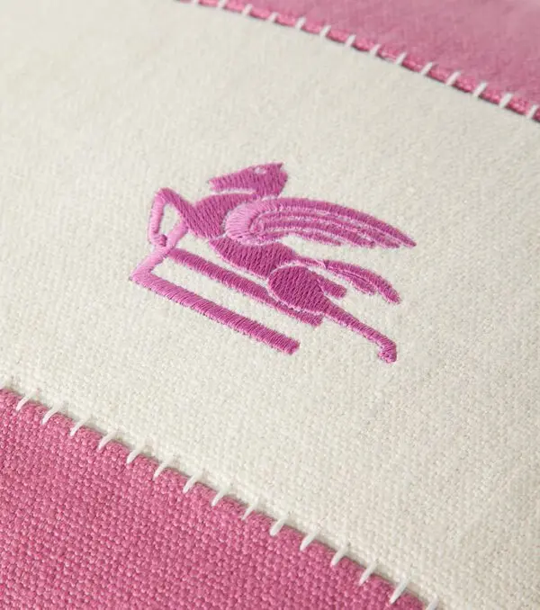 Etro Pegaso Embroidered Linen Cushion - Pink