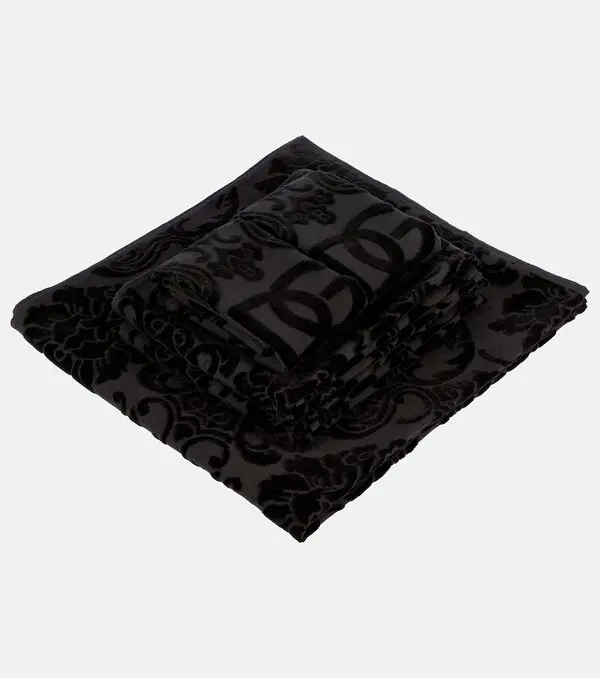 Dolce & Gabbana Set Of 5 Jacquard Cotton Terry Towels - Black