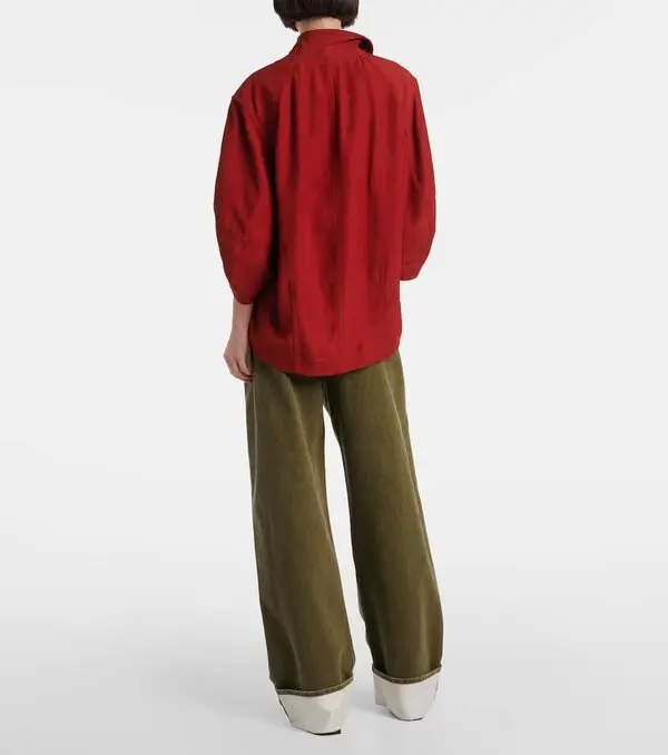 Bottega Veneta Leather-trimmed Blouse