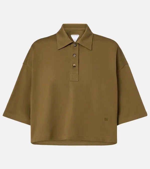 Bottega Veneta Cropped Cotton Polo Shirt - Green