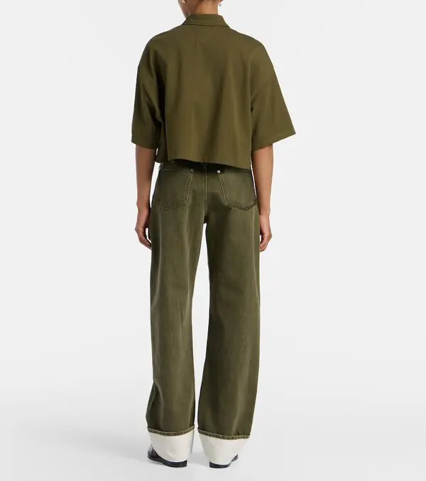 Bottega Veneta Cropped Cotton Polo Shirt - Green