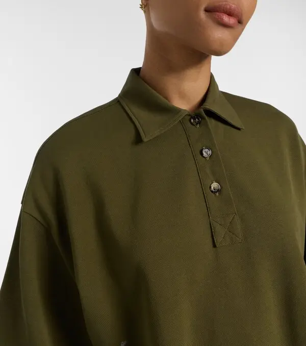 Bottega Veneta Cropped Cotton Polo Shirt - Green