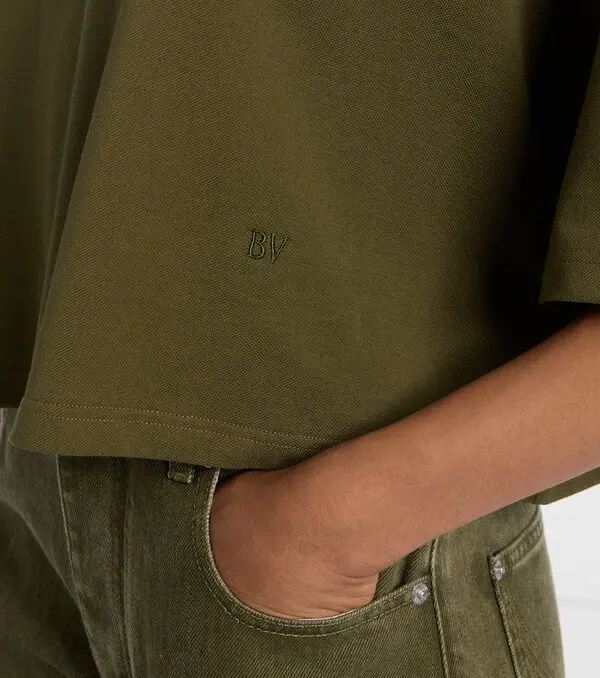 Bottega Veneta Cropped Cotton Polo Shirt - Green