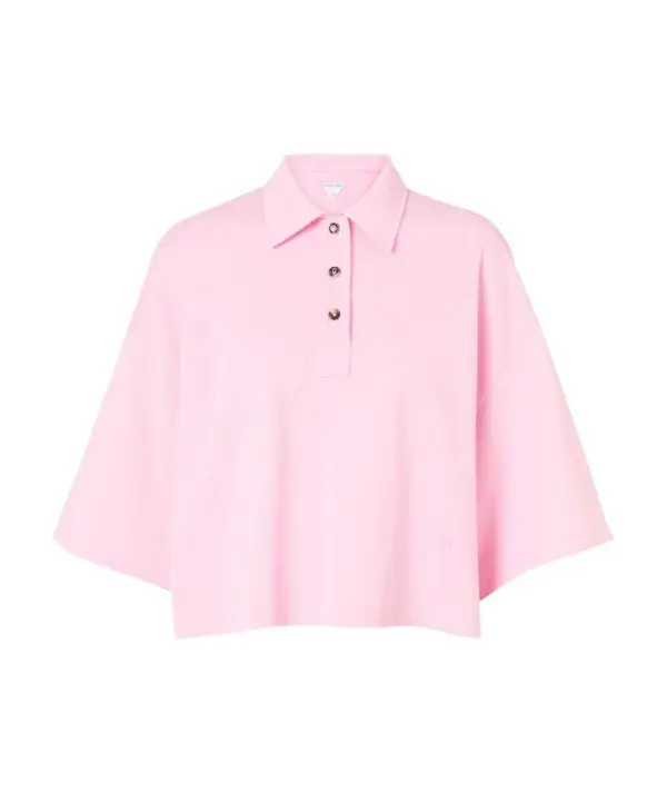 Bottega Veneta Cropped Cotton Polo Shirt - Pink