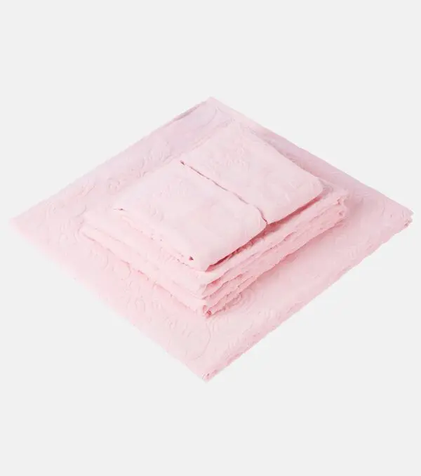 Dolce & Gabbana Set Of 5 Cotton Terry Jacquard Towels - Pink