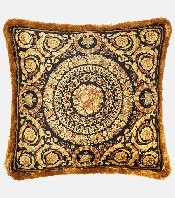 Versace Barocco Silk Cushion - White