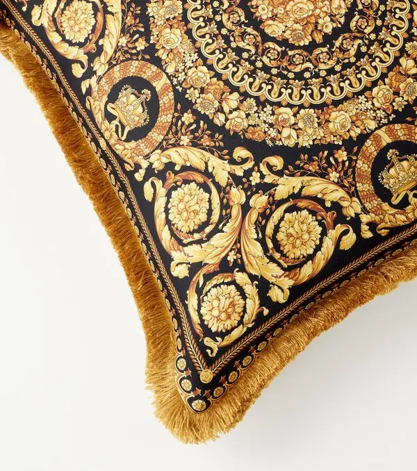 Versace Barocco Silk Cushion - White