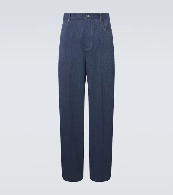 Bottega Veneta Wool And Cotton Drill Wide-leg Pants - Blue