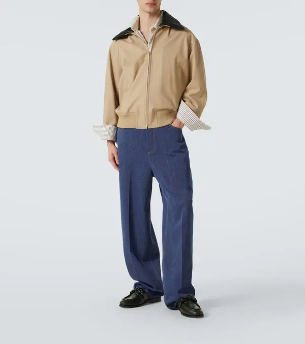 Bottega Veneta Wool And Cotton Drill Wide-leg Pants