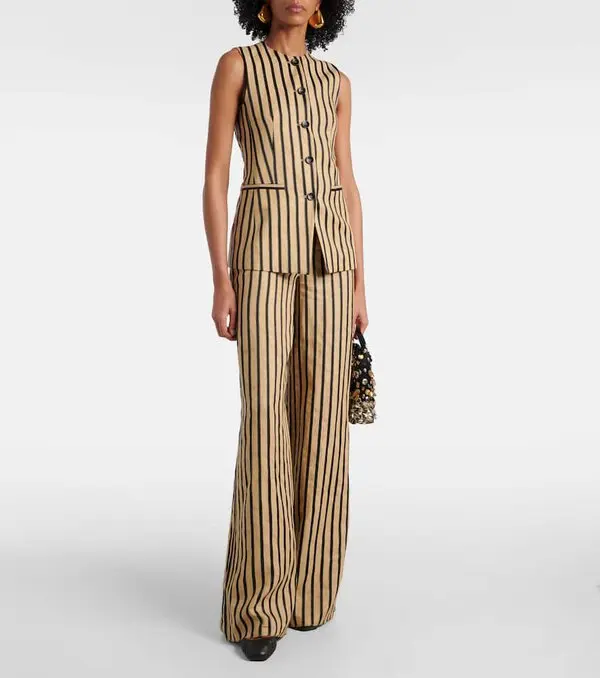 Max Mara Cestino Linen-blend Palazzo Pants - Beige