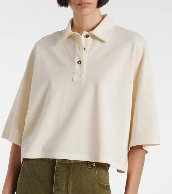 Bottega Veneta Cropped Cotton Polo Shirt