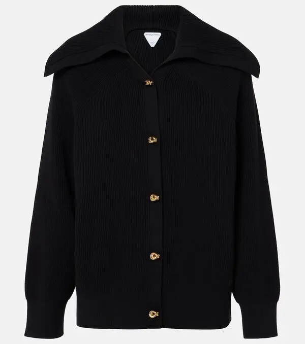 Bottega Veneta Knot Ribbed-knit Cotton Cardigan - Black