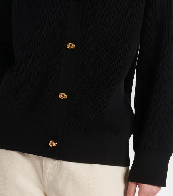 Bottega Veneta Knot Ribbed-knit Cardigan - Black