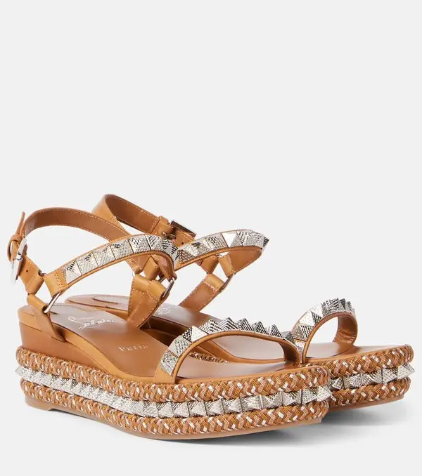 CHRISTIAN LOUBOUTIN Pyraclou 60 Espadrille Sandals - Brown