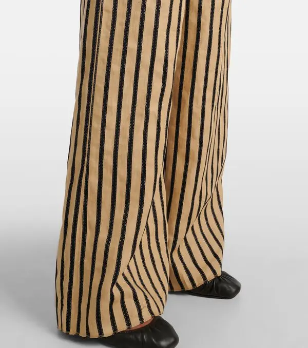 Max Mara Cestino Linen And Cotton-blend Palazzo Trousers - Beige