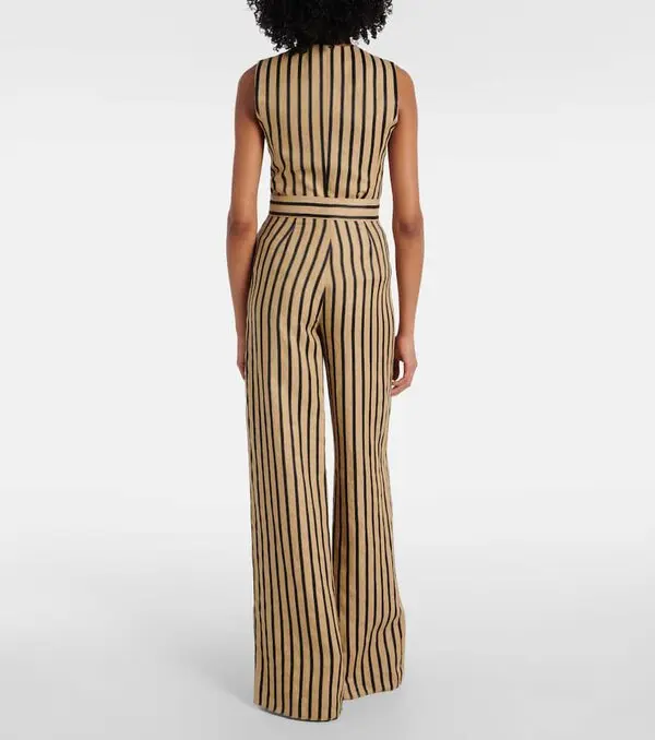 Max Mara Cestino Linen And Cotton-blend Palazzo Trousers - Beige