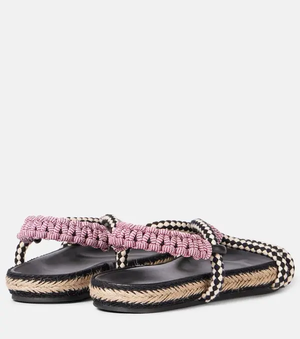 Isabel Marant Waltee Leather Espadrille Sandals - Black