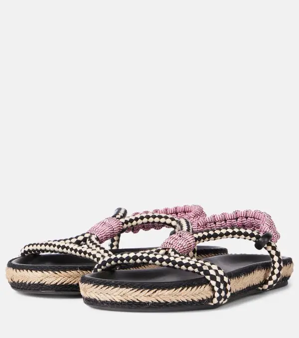 Isabel Marant Waltee Leather Espadrille Sandals - Black