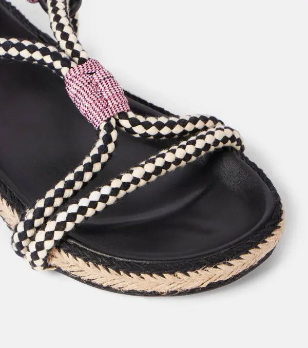 Isabel Marant Waltee Leather Espadrille Sandals - Black