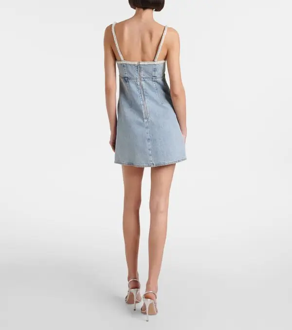 SELF-PORTRAIT Embellished Denim Minidress