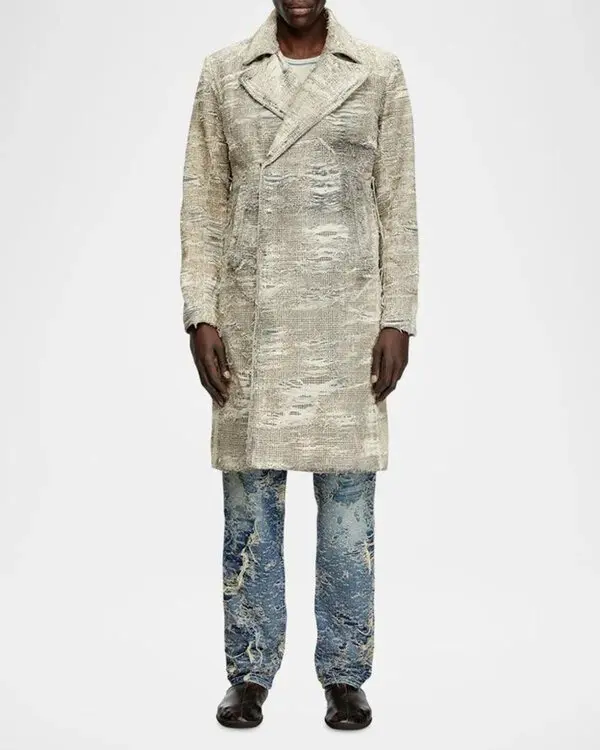 DIESEL® Distressed Prince Of Wales Topcoat