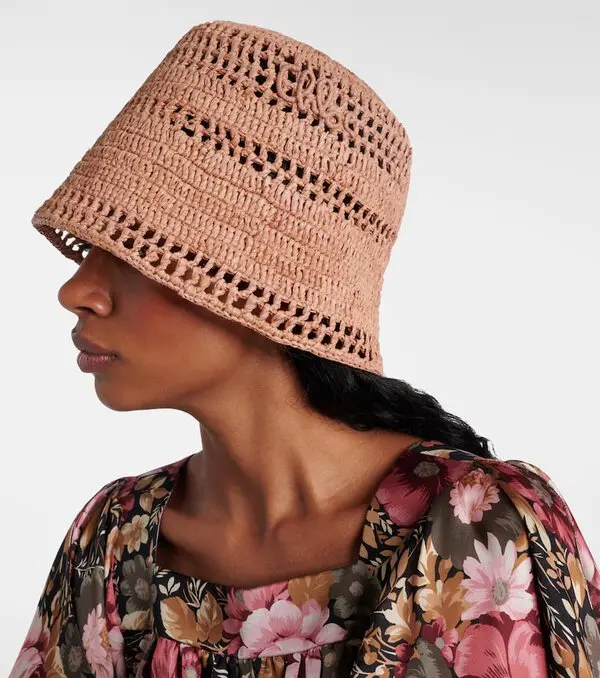 Chloé Raffia Bucket Hat - Pink