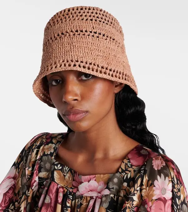 Chloé Raffia Bucket Hat - Pink