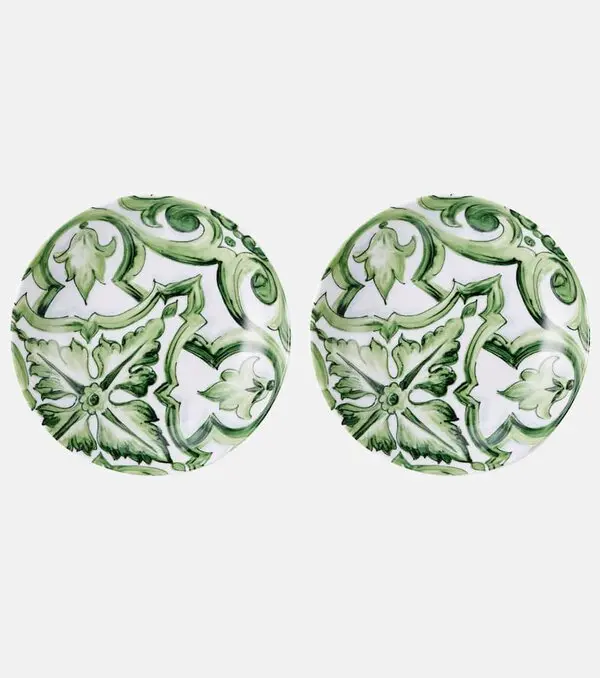 Dolce & Gabbana Majolica Set Of 2 Porcelain Soup Plates - Green