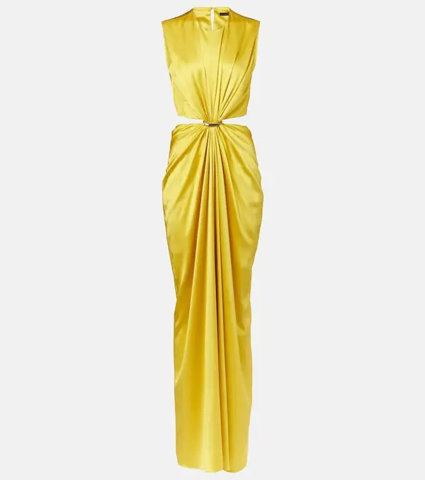 Max Mara Panaro Cutout Draped Silk Maxi Dress