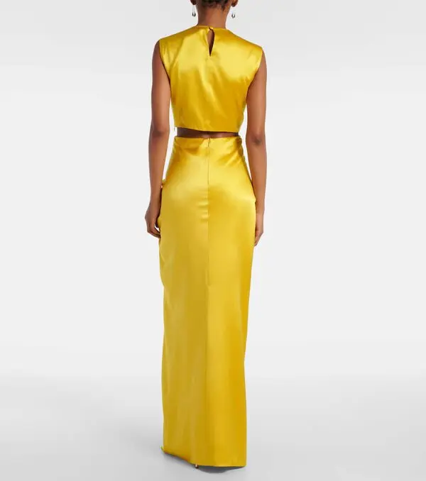 Max Mara Panaro Cutout Draped Silk Maxi Dress