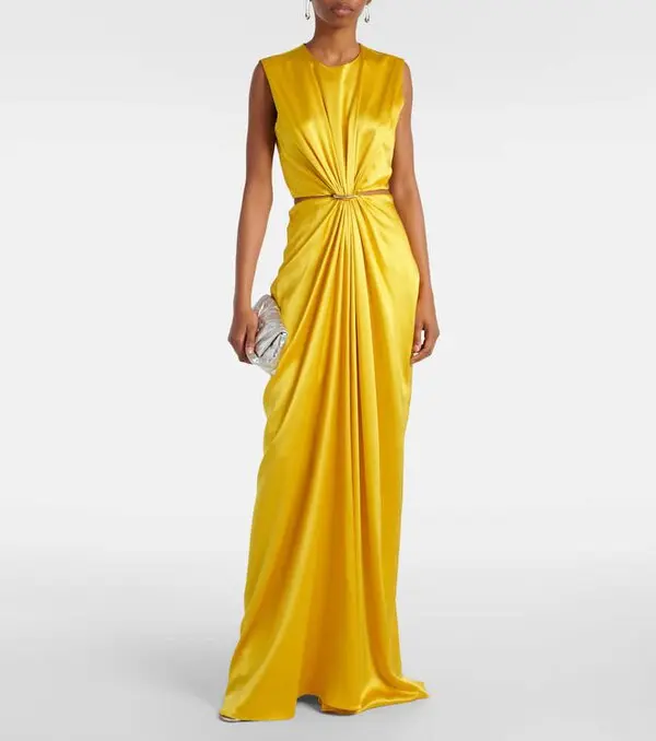 Max Mara Panaro Cutout Draped Silk Maxi Dress