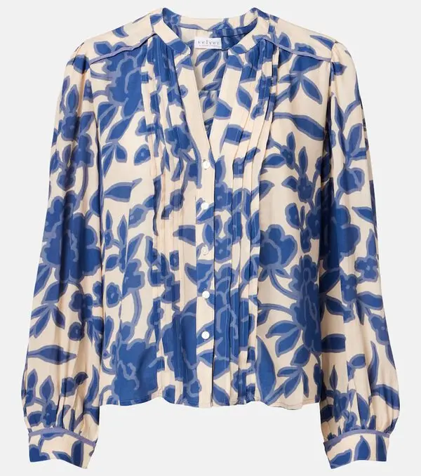 Velvet By Graham & Spencer Elda Printed Crepe Blouse