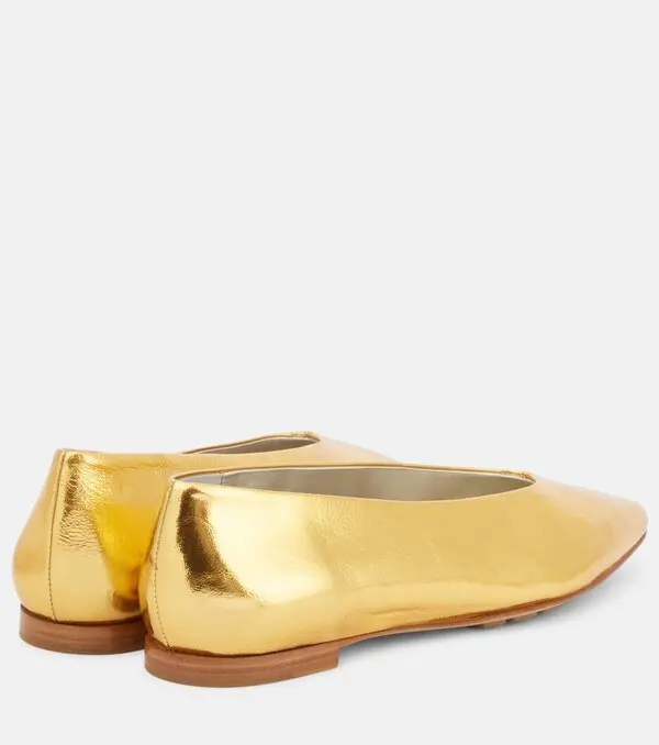 Bottega Veneta Sofia Metallic Leather Ballet Flats - Gold