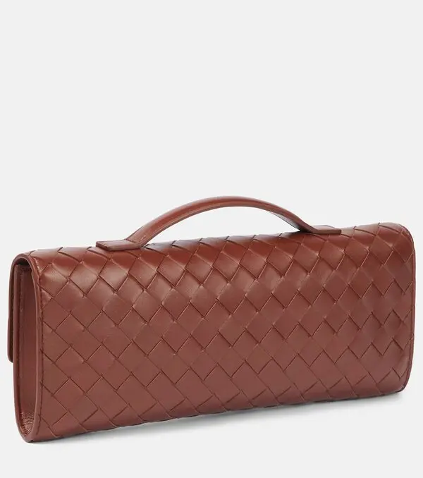 Bottega Veneta Andiamo Knot Intrecciato Clutch - Brown