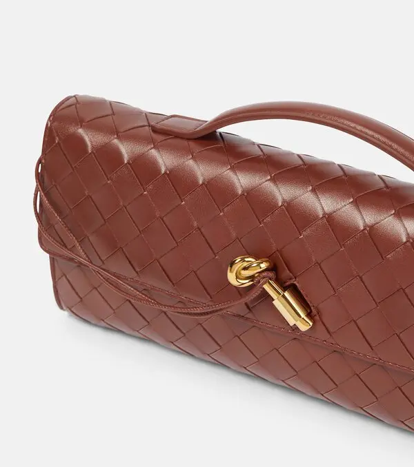 Bottega Veneta Andiamo Knot Intrecciato Clutch - Brown