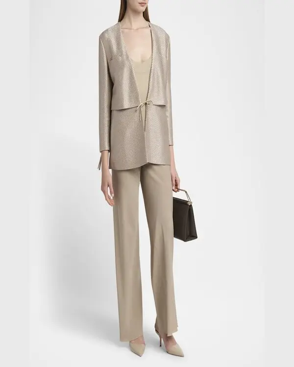 Giorgio Armani Shiny Raffia Jersey Jacquard Tie Jacket