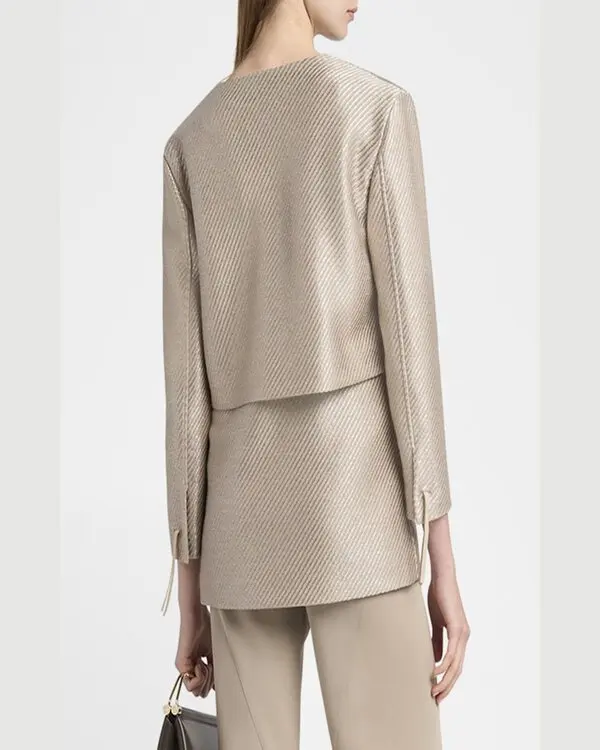 Giorgio Armani Shiny Raffia Jersey Jacquard Tie Jacket